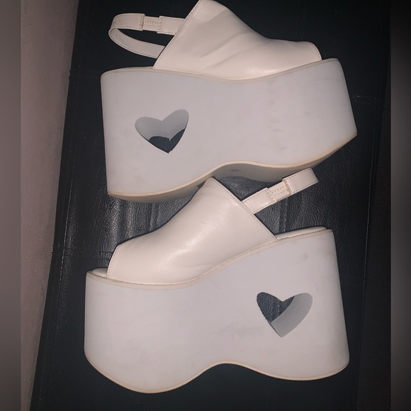Dolls Kill | Shoes | Dollskill White Heart Cut Out Platform Sandals ...
